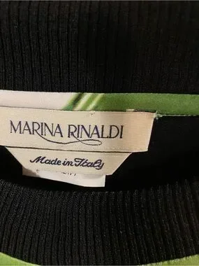 Marina Rinaldi | Tops | Marina Rinaldi Long Sleeve Black Top With Green ...